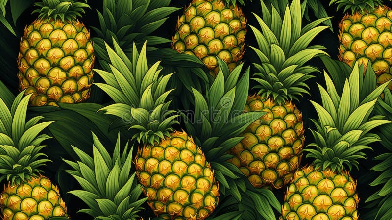 Vibrant Illustration of a Dynamic Pineapple Skin with Bold Contrasts ...