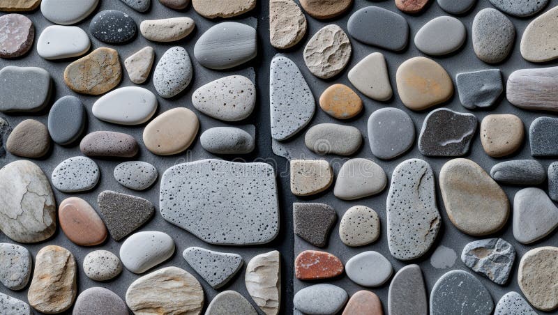 Flat Texture of Pebble Mosaic with Grout Gaps and Mixed Stone Color ...