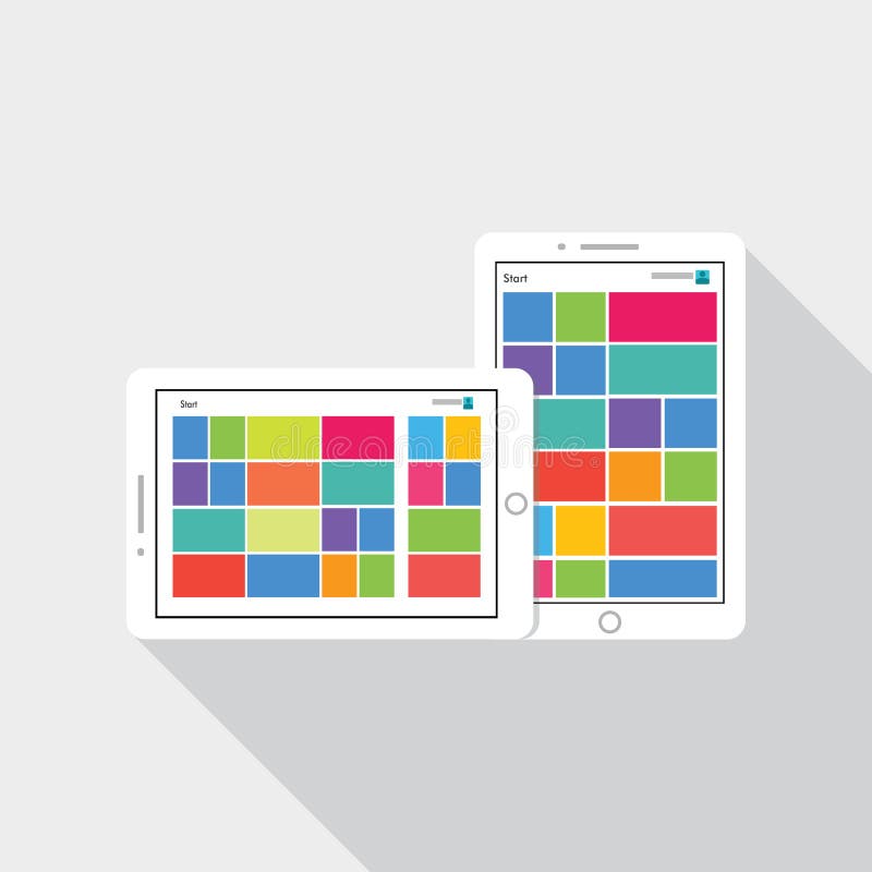 Flat Tile Style on Tablet Screen Stock Vector - Illustration of ...