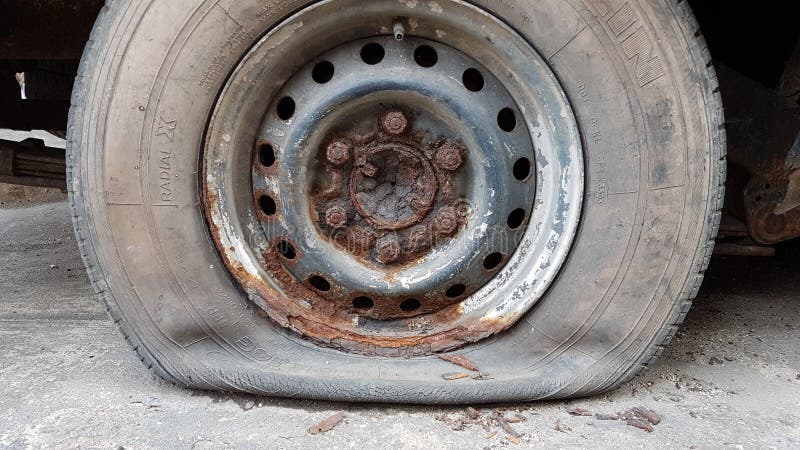 Flat tire stock image. Image of rust, steel, flat, tire - 90019337