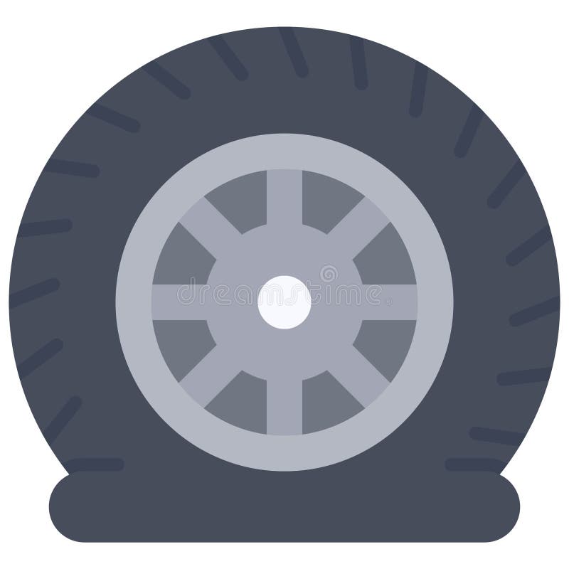 Flat Tire Flat Icon, Car Accident and Safety Related Vector ...