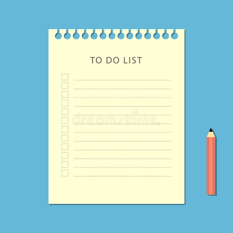 Flat To Do List and Pencil on Blue Background Stock Vector ...