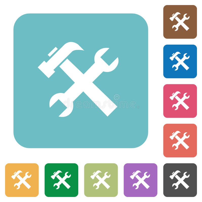 Flat Tools Icons on Rounded Square Backgrounds Stock Vector ...