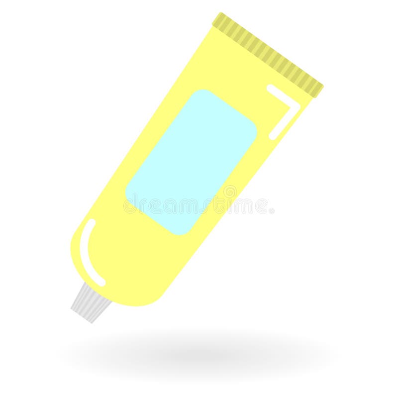 Flat Toothpaste Yellow Tube Icon with Shadow Stock Illustration ...