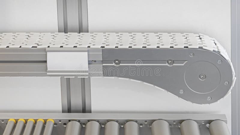 Flat Top Chain Conveyor stock image. Image of production - 350891209