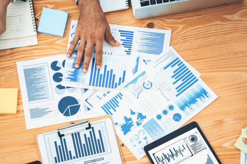 Flat Top View Analyst Team Use BI Dashboard for Data Analysis. Concord ...