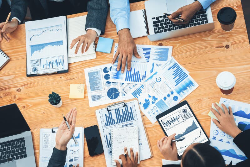 Flat Top View Analyst Team Use BI Dashboard for Data Analysis. Concord ...