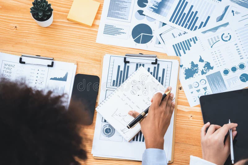 Flat Top View Analyst Team Use BI Dashboard for Data Analysis. Concord ...