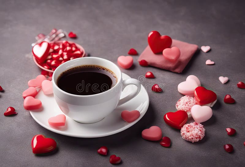 Flat Top View Space Copy Heart Cup Shaped Card Greeting Lay Template ...