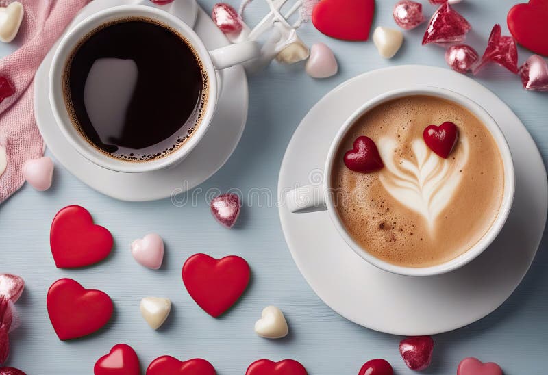 Flat Top View Space Copy Heart Cup Shaped Card Greeting Lay Template ...