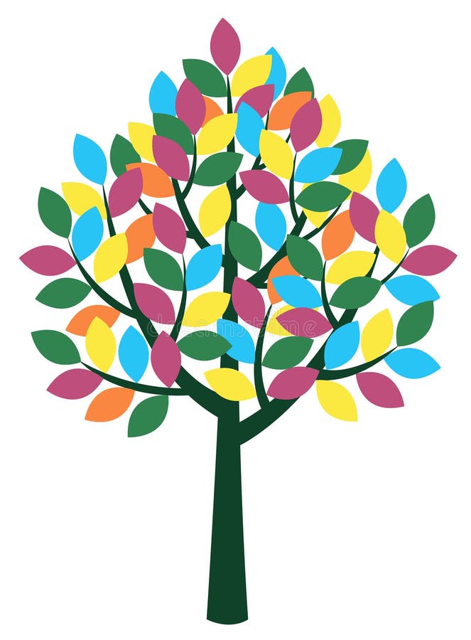 Flat Tree Icon, Leaves on the Branches. the Black Symbol. Concept of ...