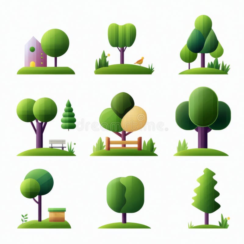 A Flat Tree Set. an Isolated Flat Tree Set in the Forest. an Eco Plant ...