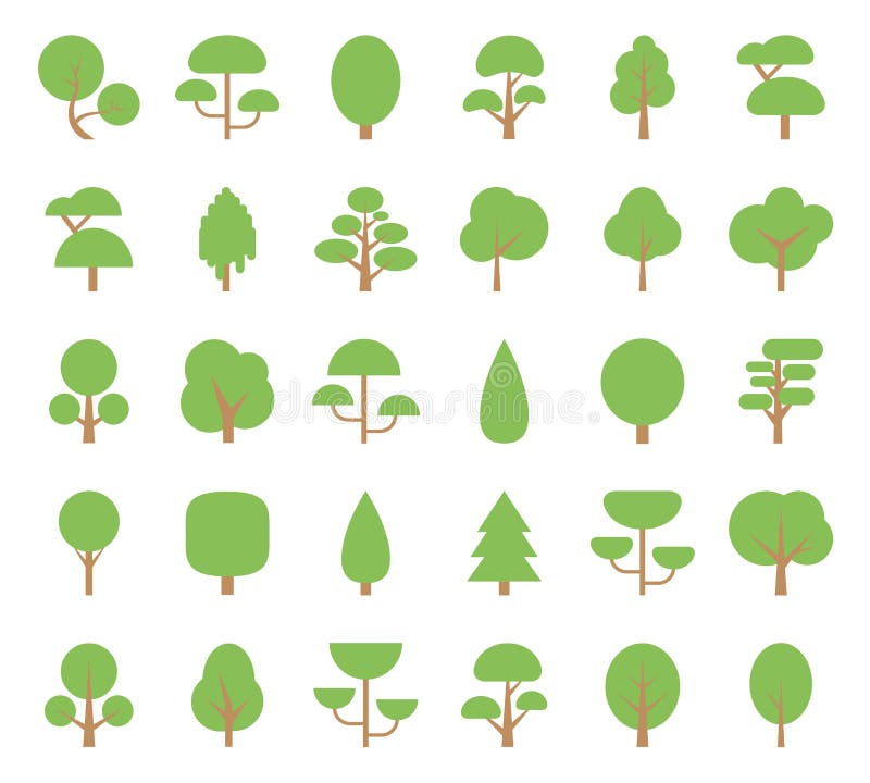 Flat trees icons stock vector. Illustration of design - 107714026