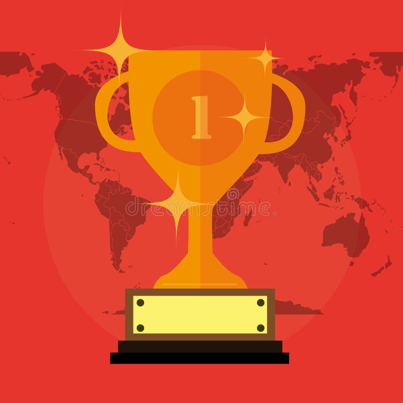 Flat Trophy with Stars and Number Stock Illustration - Illustration of ...
