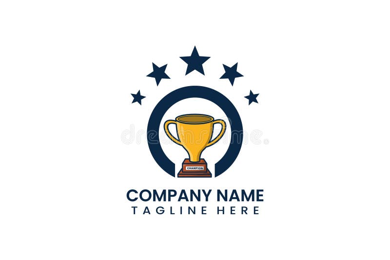 Flat Trophy Winner Achievement Label Logo Template Stock Vector ...