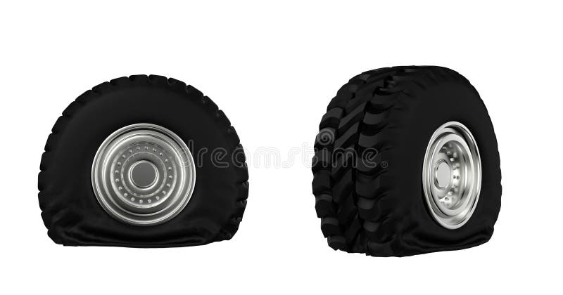 Flat truck tires isolated stock illustration. Illustration of texture ...