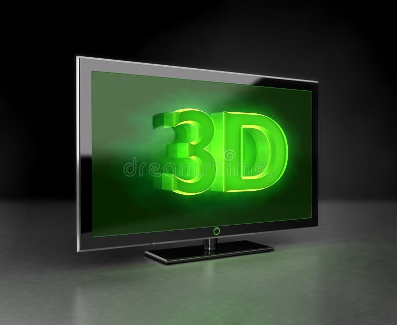 Flat TV - 3D HD Concept in Green Stock Photo - Image of display ...