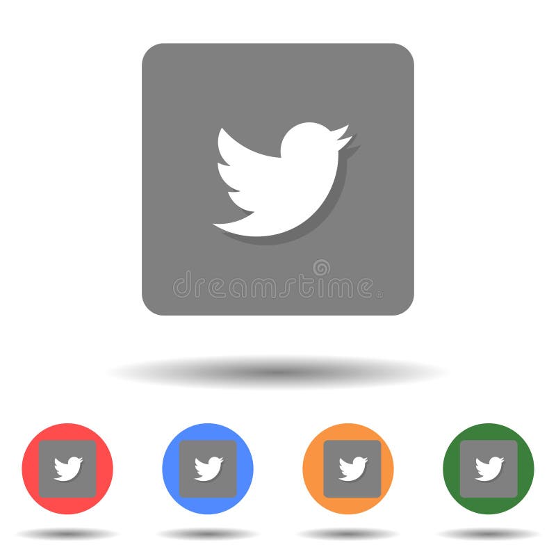 Flat Twitter Icon Vector Logo Editorial Image - Illustration of animal ...