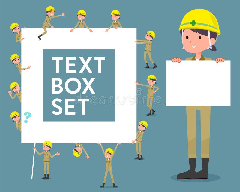 Flat Type Helmet Construction Worker Woman_text Box Stock Vector ...