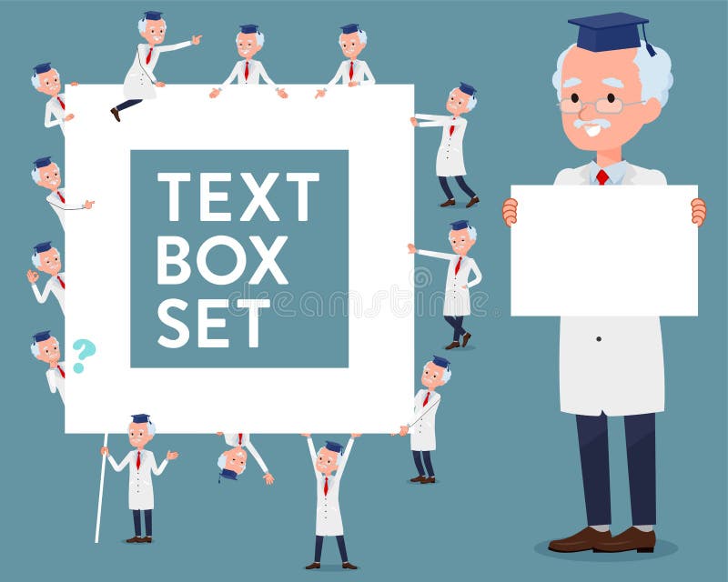 Flat Type Research Doctor Old Men_text Box Stock Vector - Illustration ...
