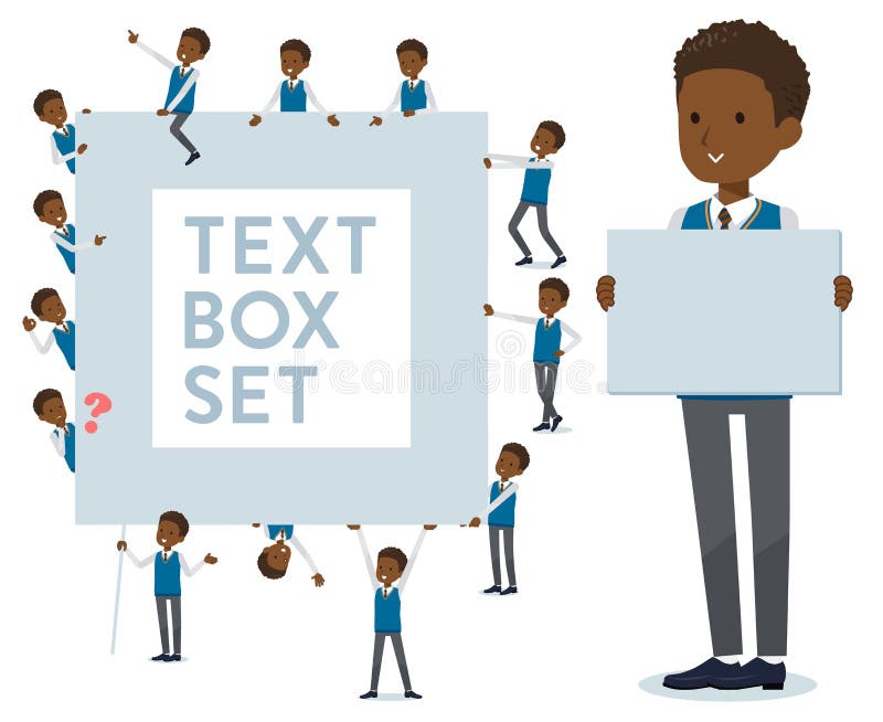 Flat Type School Boy Black_text Box Stock Vector - Illustration of ...