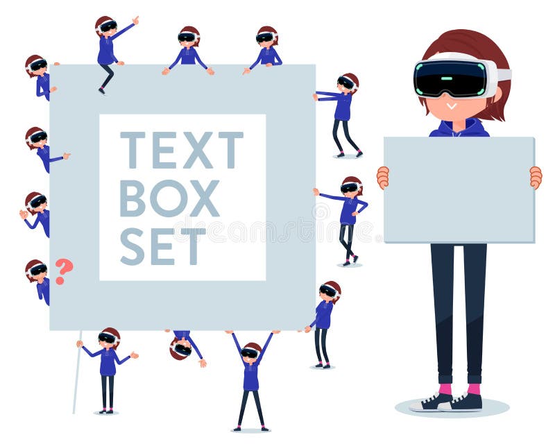 Flat Type VR Goggle Women_text Box Stock Vector - Illustration of ...