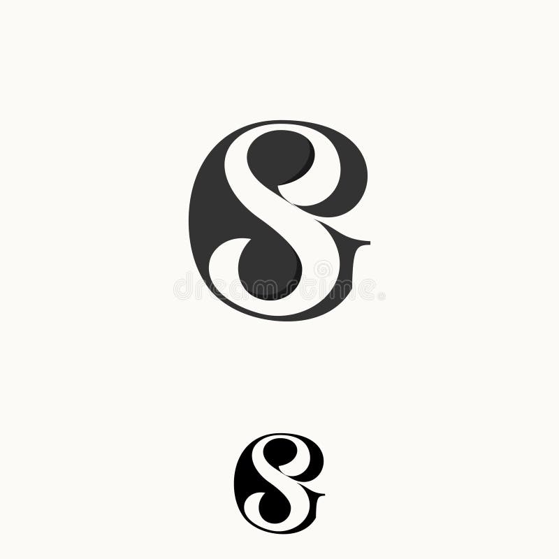 Flat Typography Initial Letter GS Logo Gray Color Stock Vector ...