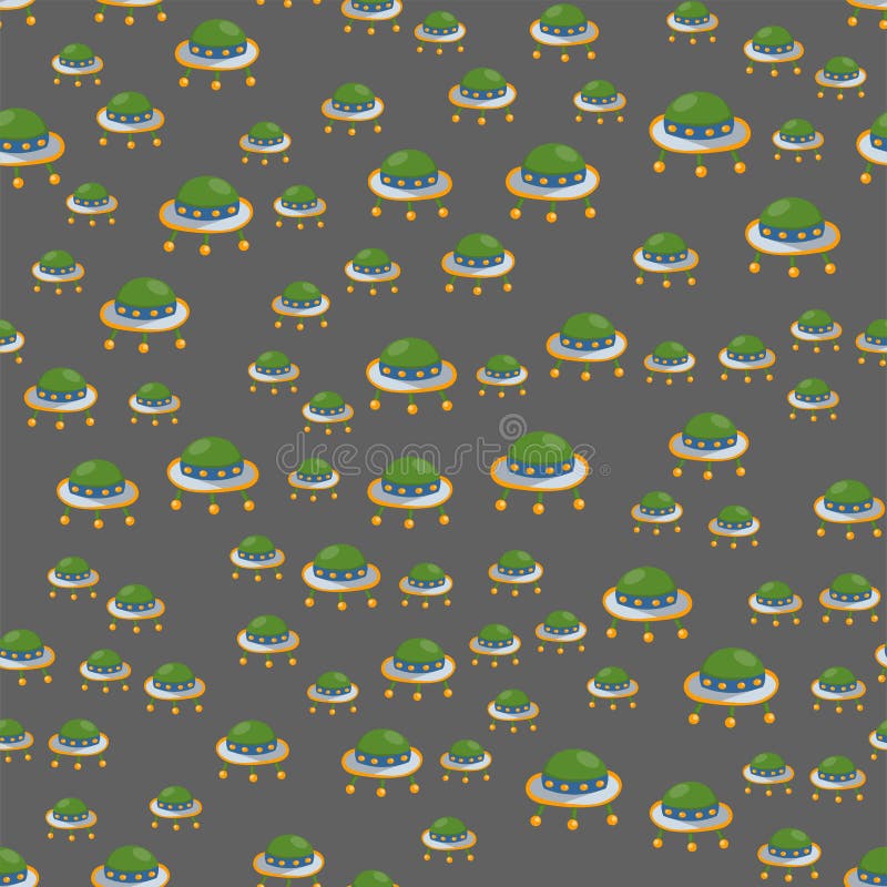 Flat Ufo Pattern Plate in Vintage Style Vector Seamless Pattern Alien ...