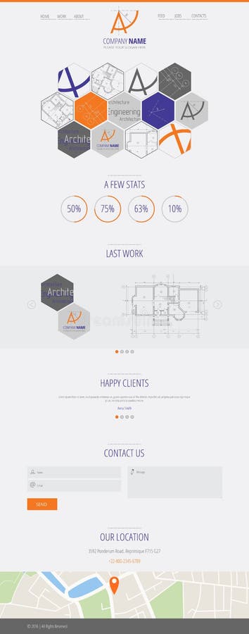 Flat UI Design a Company Architecture Construction Web Landing Page ...