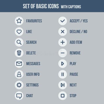 Flat UI Design Elements - Set of Basic Web Icons Stock Vector ...
