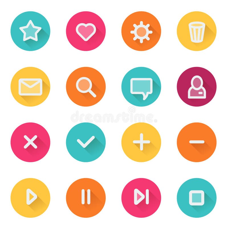 Flat UI Design Elements - Set of Basic Web Icons Stock Vector - Illustration of mobile ...