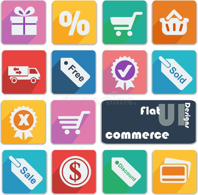 Flat Ui Design Icons. Buildings. Stock Vector - Illustration of ...