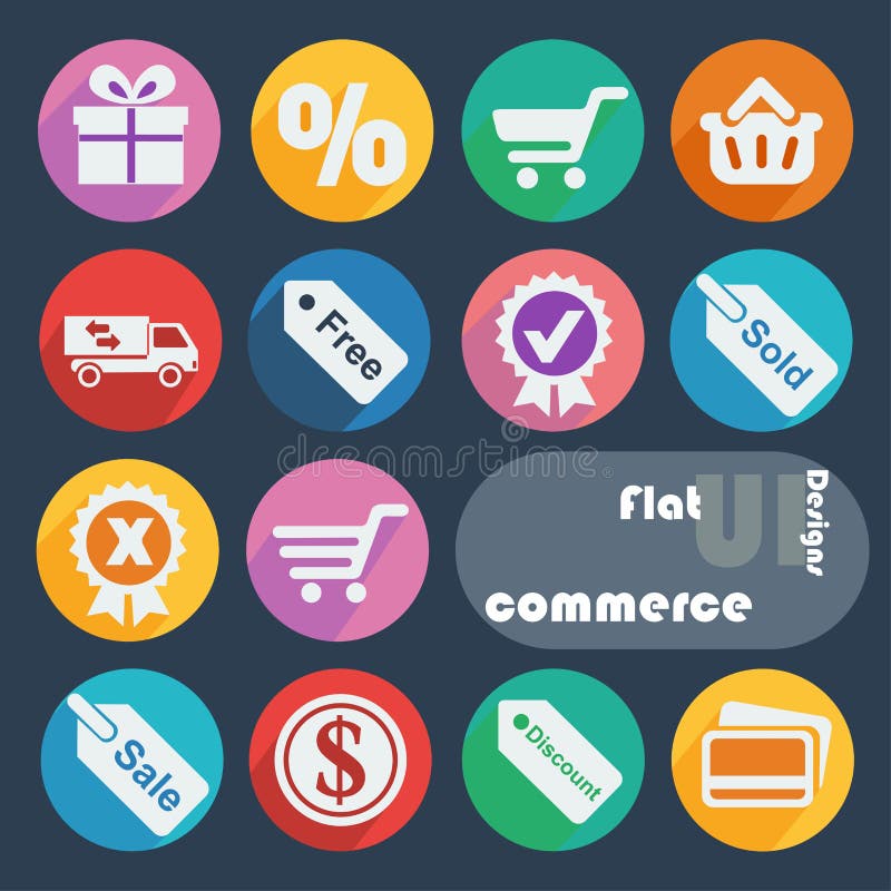 Flat Ui Design Icons - Commerce. Stock Vector - Illustration of cash ...
