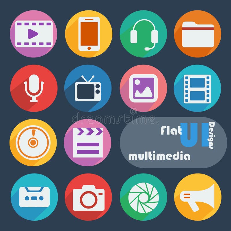 Flat ui icons stock vector. Illustration of play, infographic - 33104690