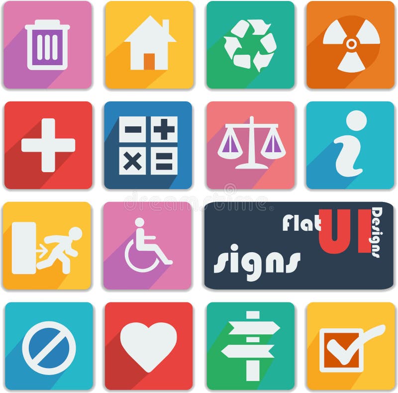 Flat Ui Design Icons - Signs Stock Vector - Illustration of email ...