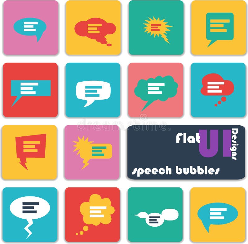 Flat Ui Design Icons. Speech Bubbles. Stock Vector - Illustration of ...