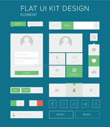 Flat Ui Kit Design Elements Set for Webdesign Stock Vector ...