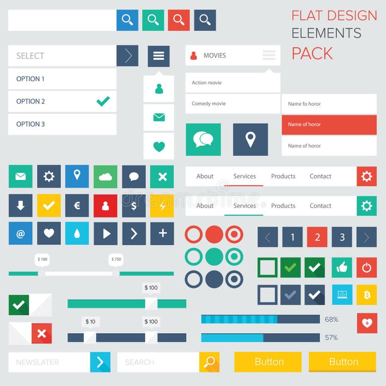 Style Flat Ui Kit Design Stock Illustrations – 1,604 Style Flat Ui Kit ...