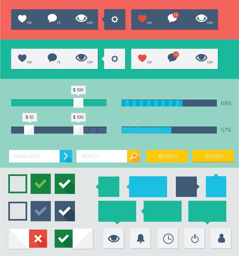 Flat Ui Kit Design Elements for Webdesign Stock Illustration ...