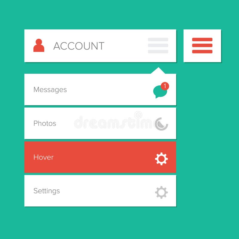Flat Ui Kit Design Menu Bar Stock Vector - Illustration of forgot, icon ...