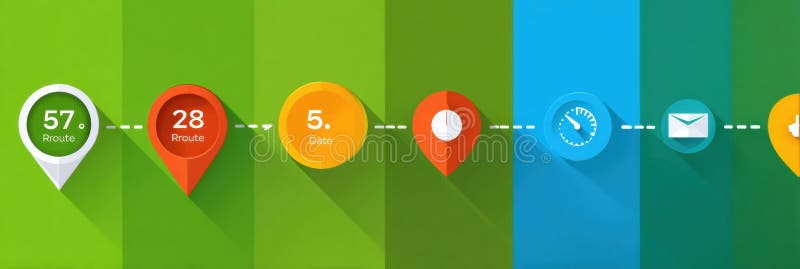Flat UI Kit Elements for Logistics App Showcasing Route, Speed ...
