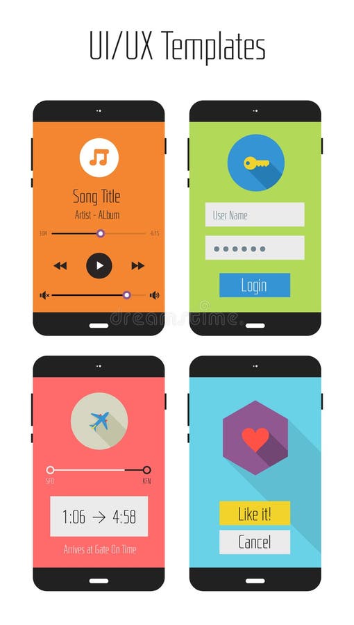 Flat Ui or UX Mobile Apps Kit Stock Illustration - Illustration of ... Flat Ui or UX Mobile Apps Kit Stock Illustration - Illustration of ...
