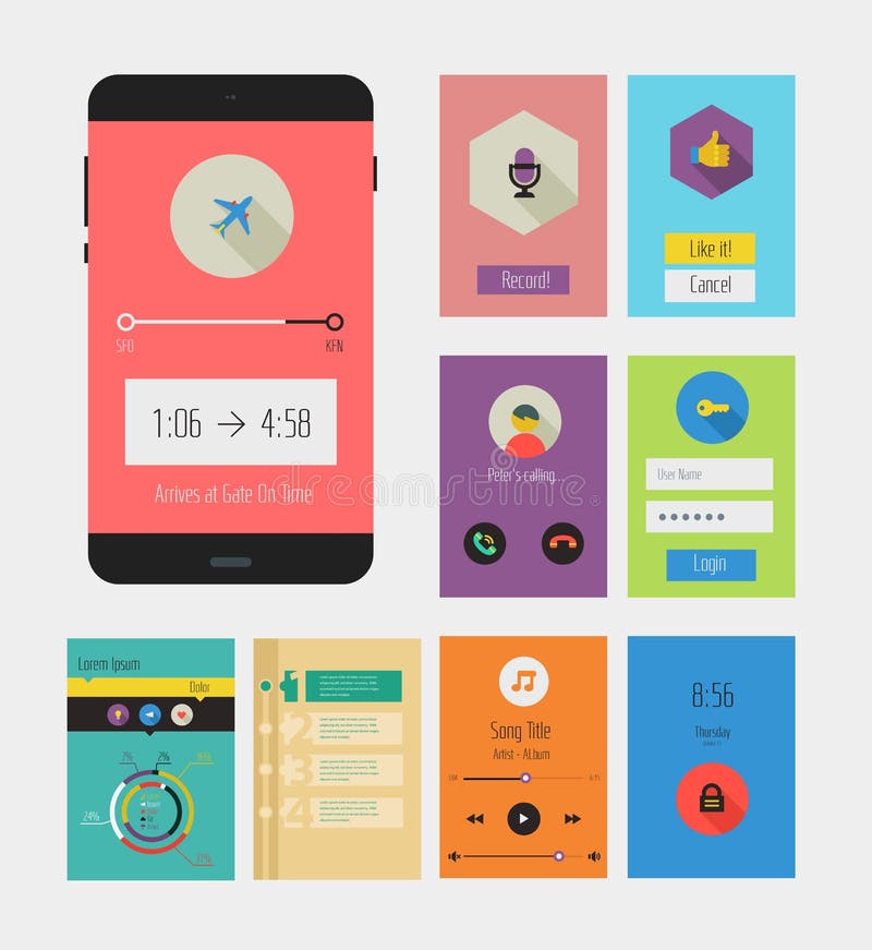 Monocolor UI Kit - Set Of User Interface Design Stock Vector ...