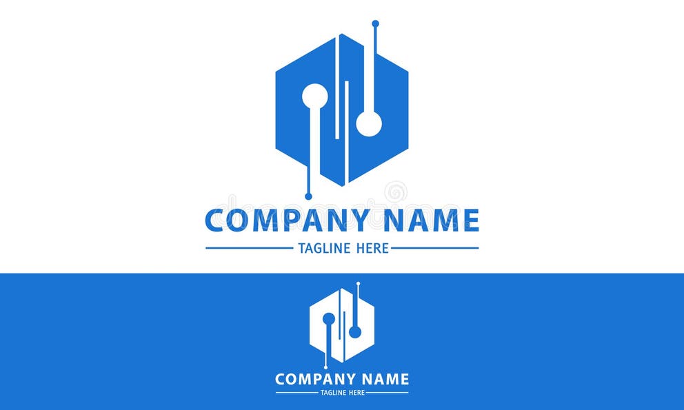 Blue Color Hexagonal Line Dot Tech Logo Design Stock Vector ...