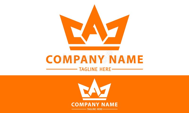 Orange Color Abstract Triangle Initial Letter a Crown Logo Design Stock ...