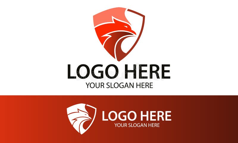 Red Color Badge Bird Falcon Shield Logo Design Stock Vector ...