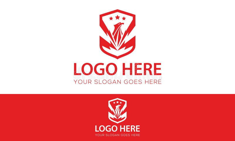 Red Color Monogram Abstract Shield Eagle Head Bird Logo Design Stock ...