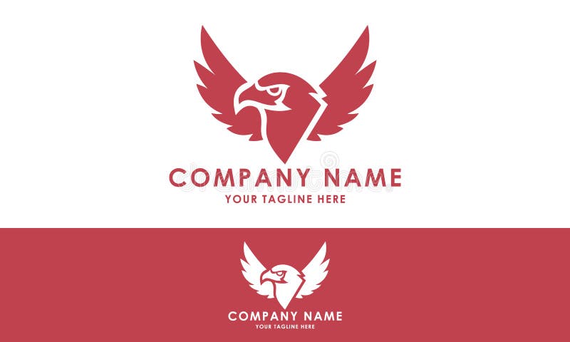 Red Color Monogram Abstract Spread Wing Eagle Head Bird Logo Design ...