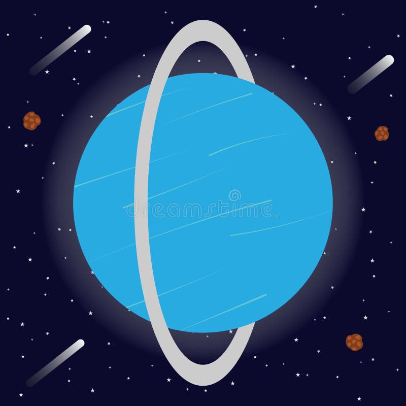 Flat Uranus Planet stock illustration. Illustration of orbit - 241597240