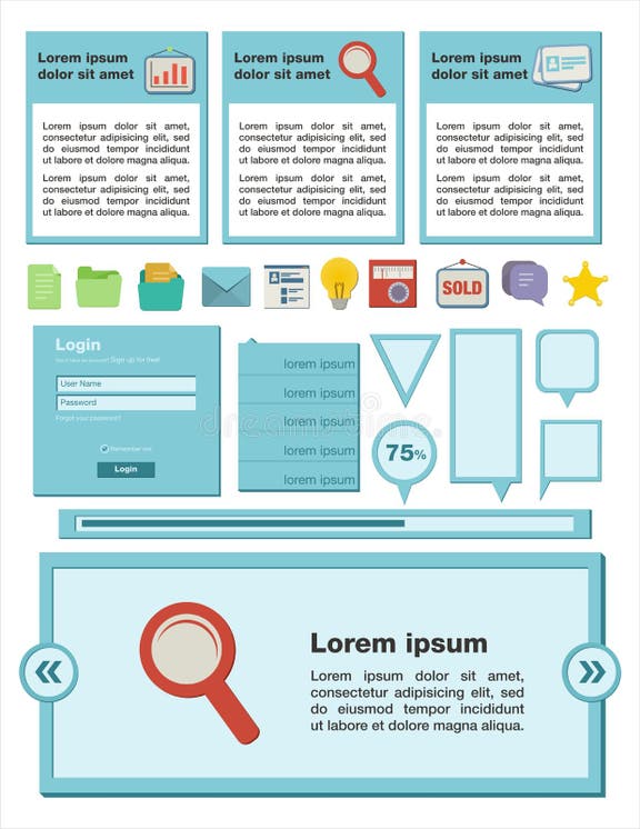 Flat User Interface - Blue Colour Stock Illustration - Illustration of ...